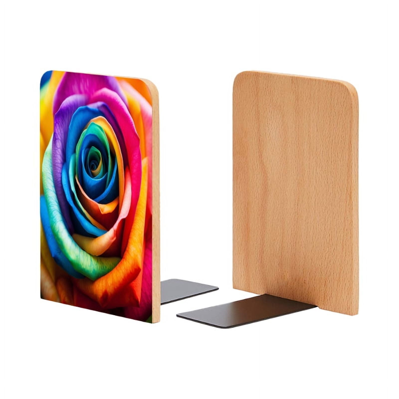 Bookends 1 Pair Non-Skid Bookend Wood Bookends for Shelves Book Stand ...