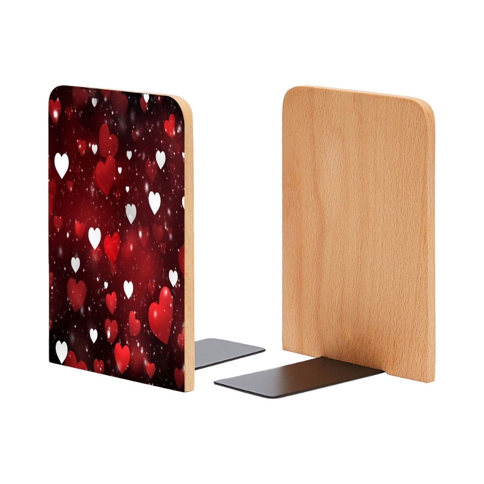 Bookends 1 Pair Non-Skid Bookend Wood Bookends for Shelves Book Stand ...