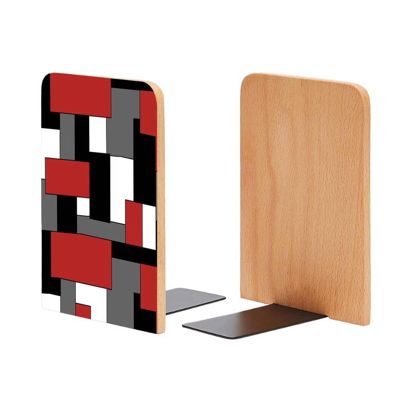 Bookends 1 Pair Non-Skid Bookend Wood Bookends for Shelves Book Stand ...