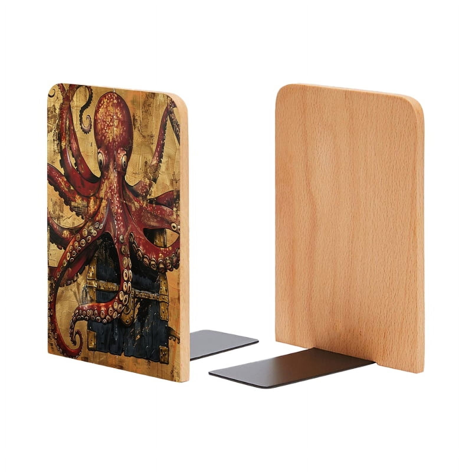 Bookends 1 Pair Non-Skid Bookend Wood Bookends for Shelves Book Stand ...