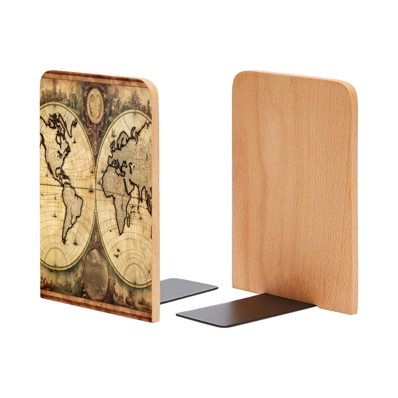 Bookends 1 Pair Non-Skid Bookend Wood Bookends for Shelves Book Stand ...