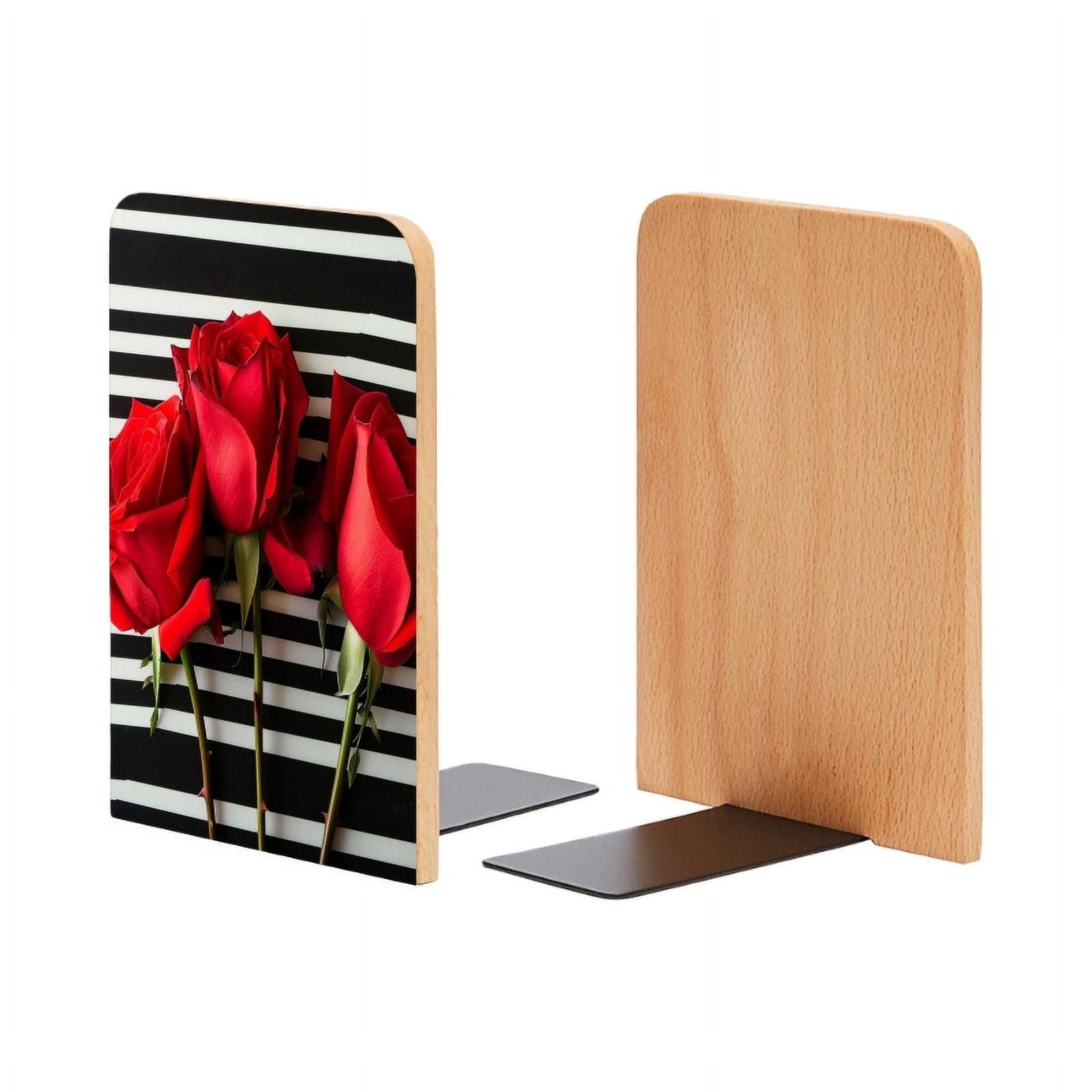 Bookends 1 Pair Non-Skid Bookend Wood Bookends for Shelves Book Stand ...