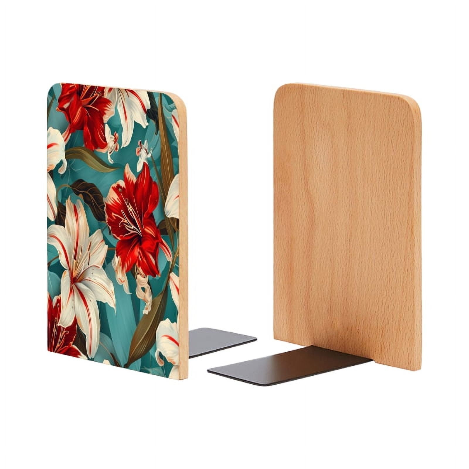 Bookends 1 Pair Non-Skid Bookend Wood Bookends for Shelves Book Stand ...