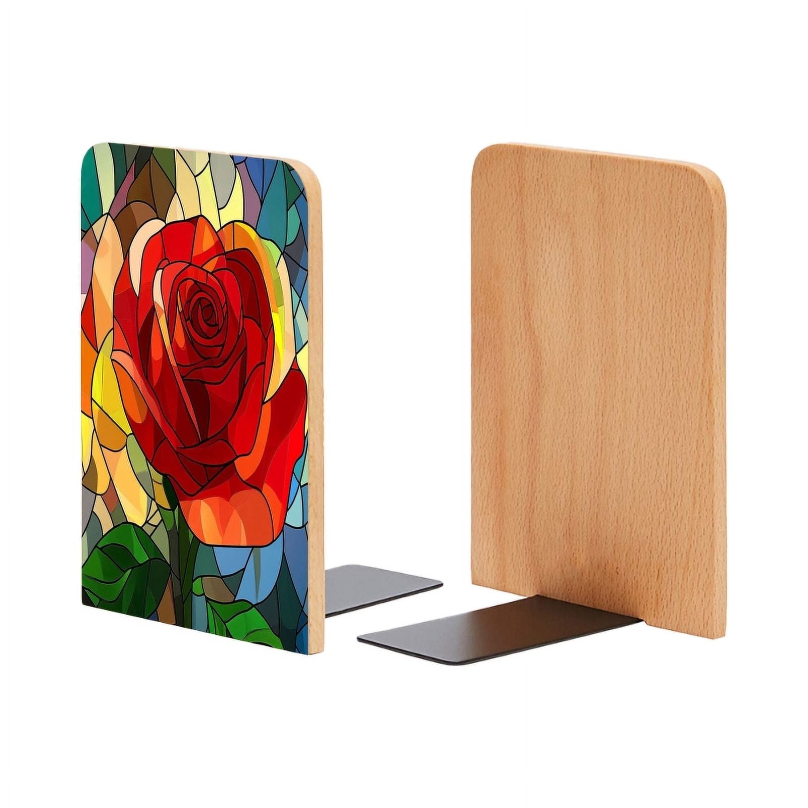 Bookends 1 Pair Non-Skid Bookend Wood Bookends for Shelves Book Stand ...