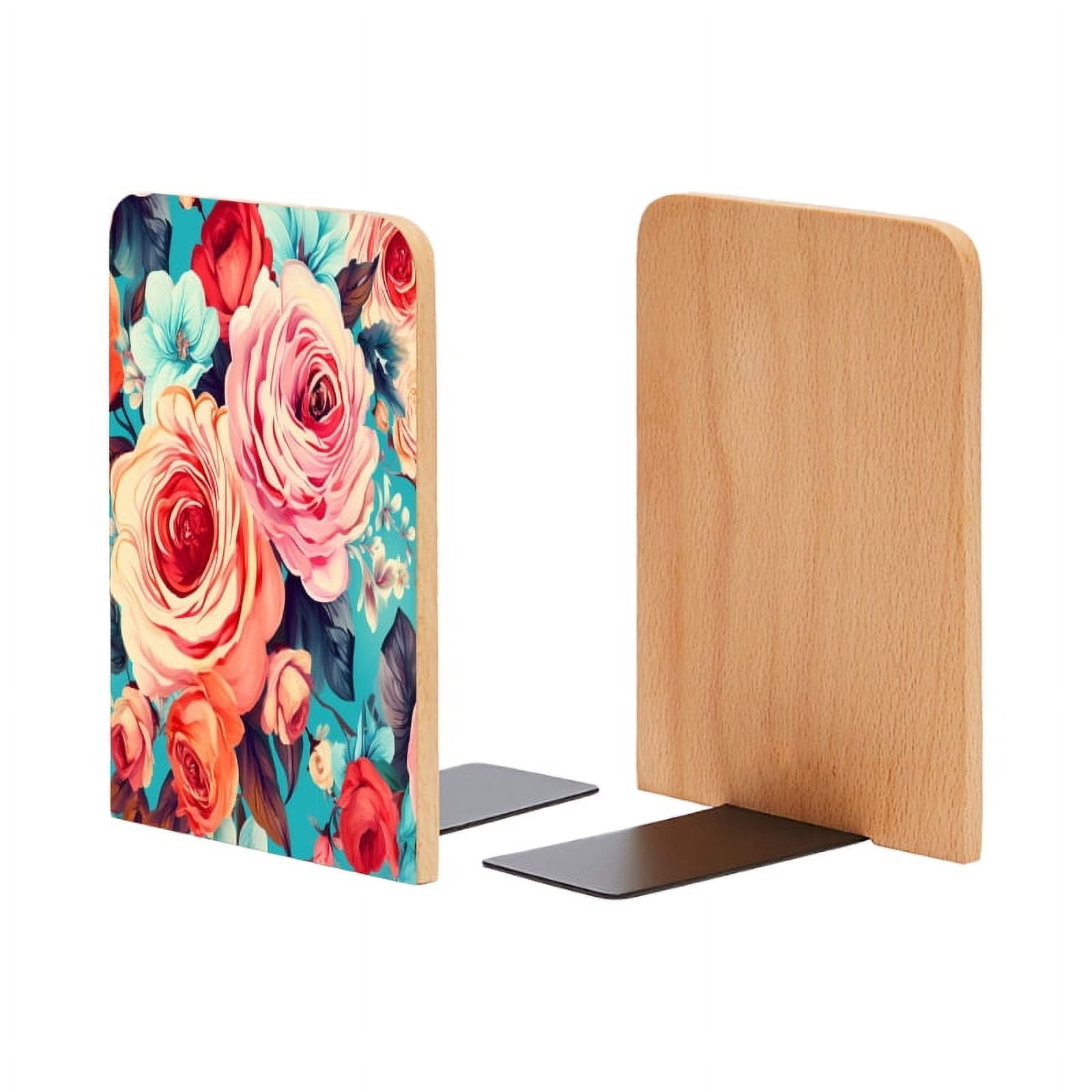 Bookends 1 Pair Non-Skid Bookend Wood Bookends for Shelves Book Stand ...