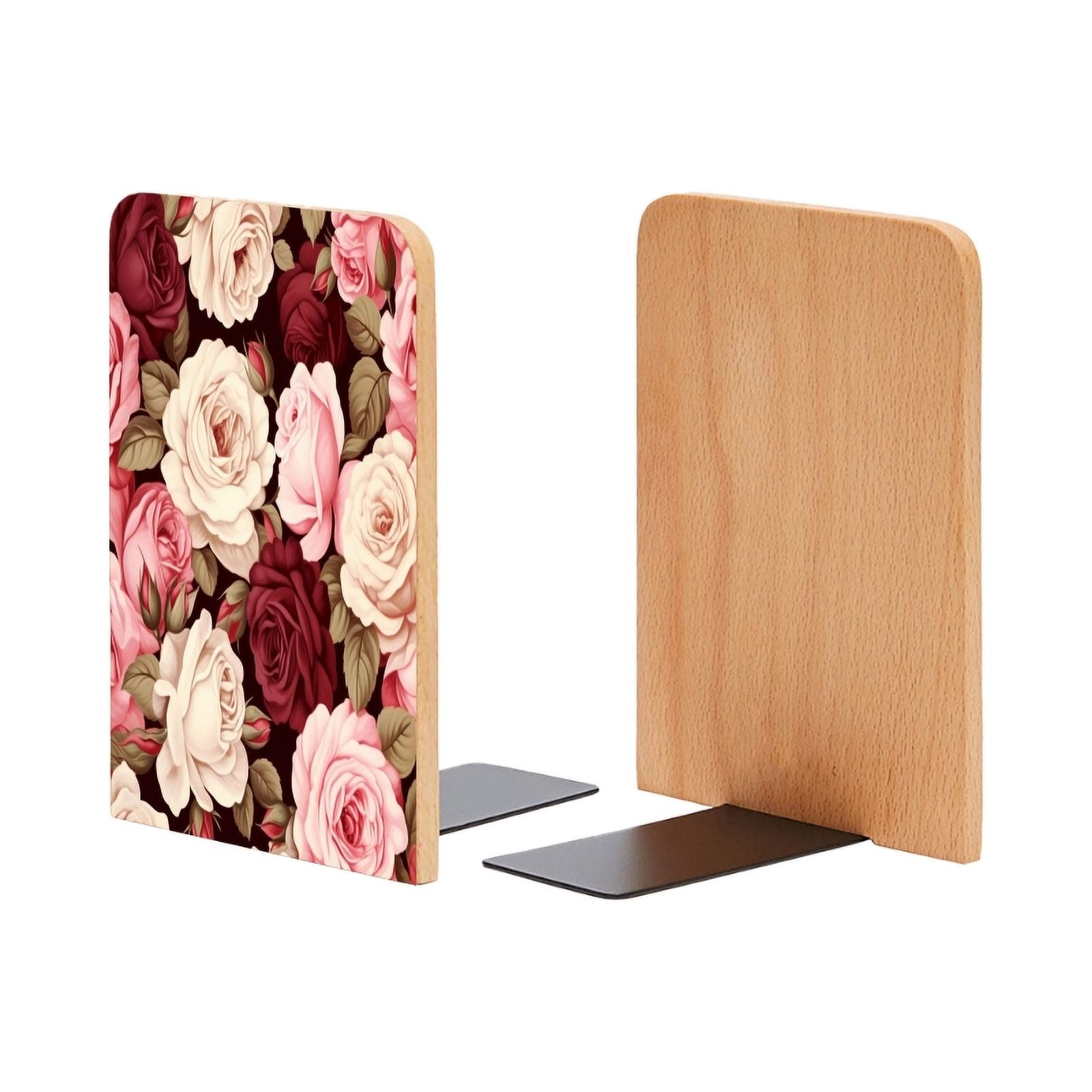 Bookends 1 Pair Non-Skid Bookend Wood Bookends for Shelves Book Stand ...