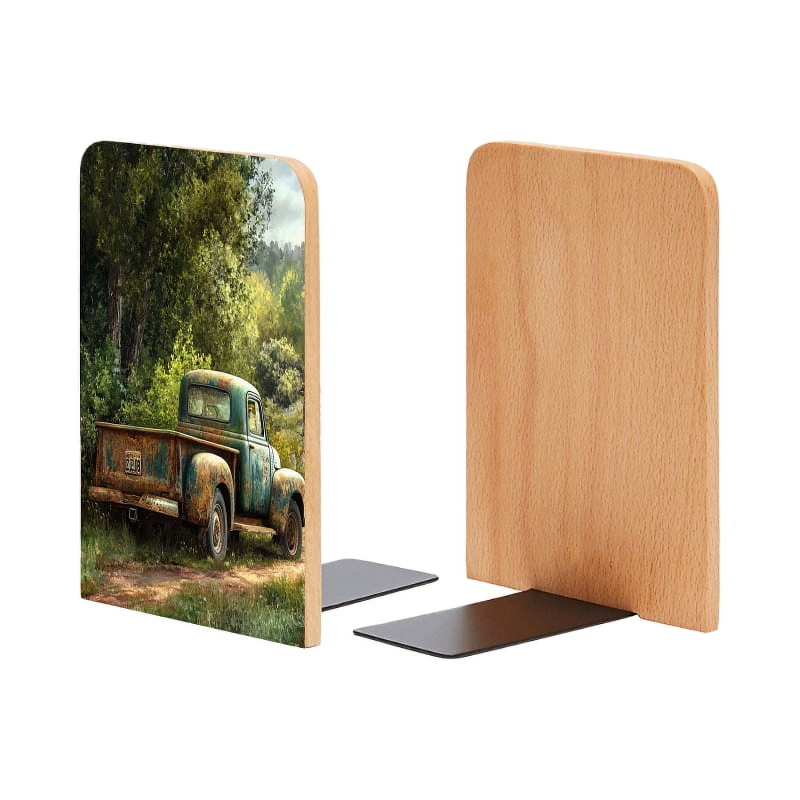 Bookends 1 Pair Non-Skid Bookend Wood Bookends for Shelves Book Stand ...