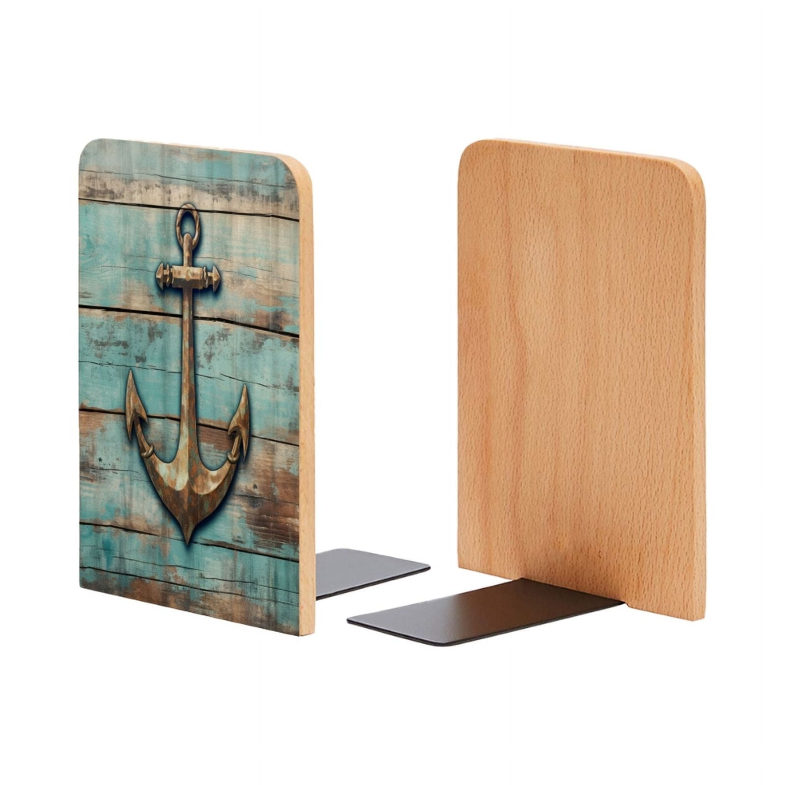 Bookends 1 Pair Non-Skid Bookend Wood Bookends for Shelves Book Stand ...