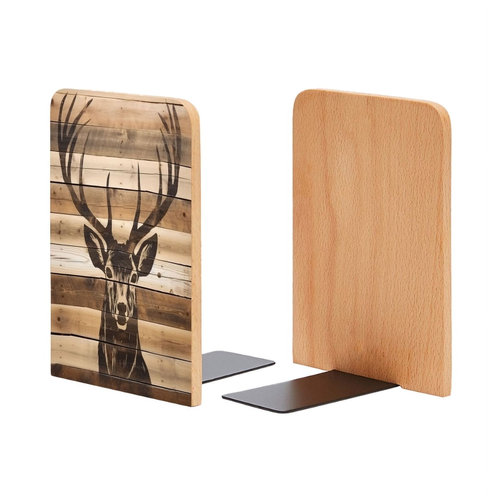 Bookends 1 Pair Non-Skid Bookend Wood Bookends for Shelves Book Stand ...