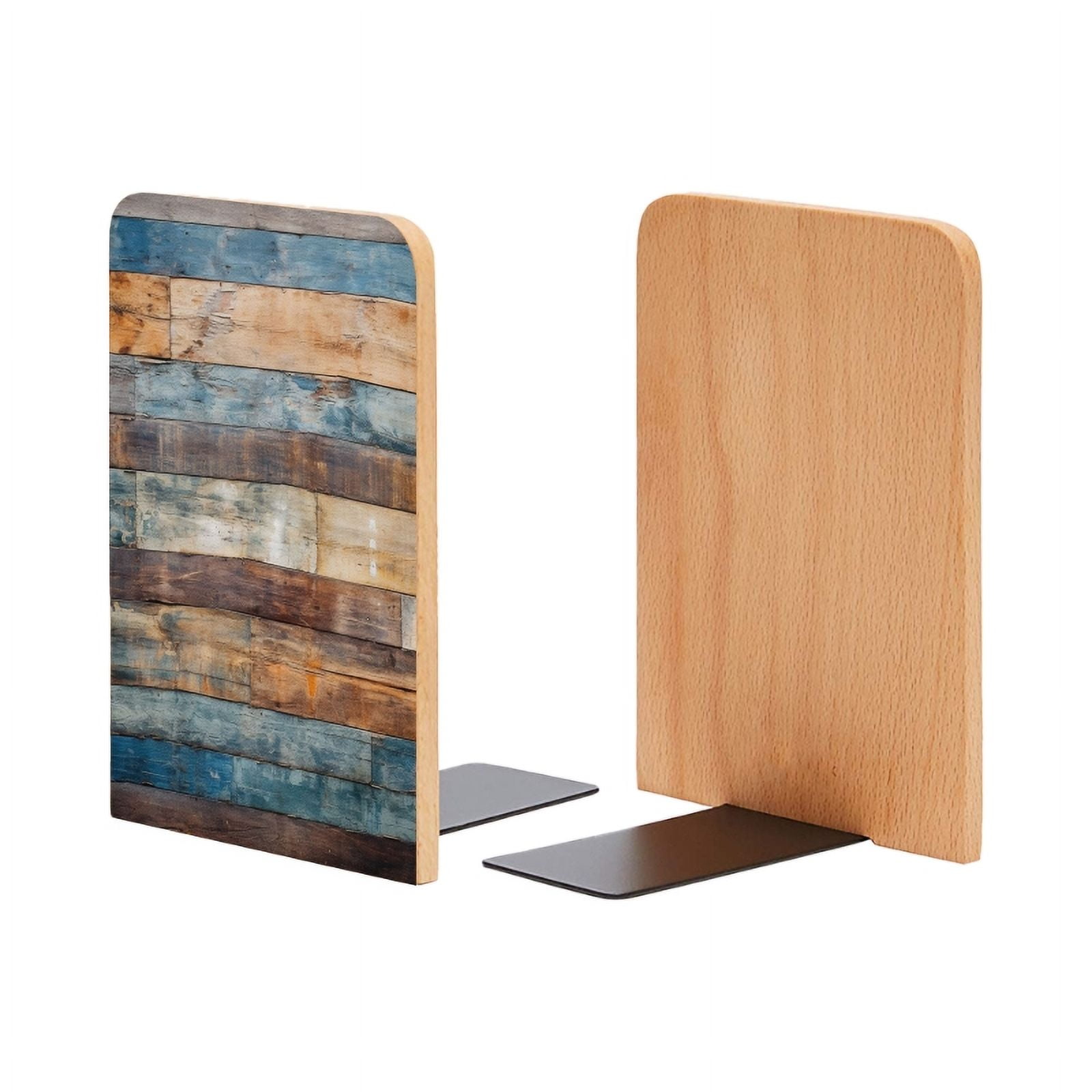Bookends 1 Pair Non-Skid Bookend Wood Bookends for Shelves Book Stand ...