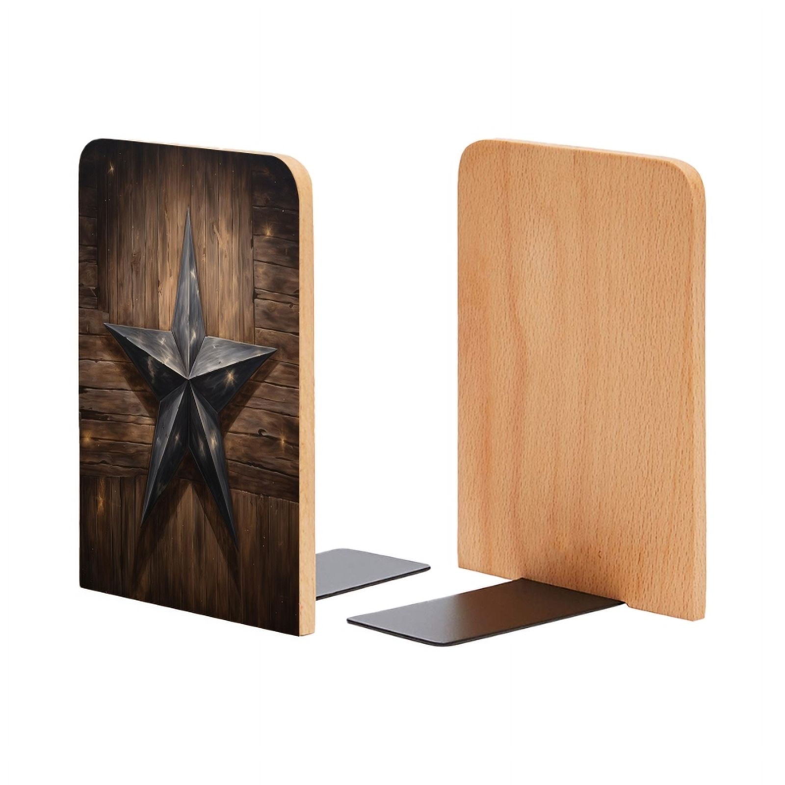 Bookends 1 Pair Non-Skid Bookend Wood Bookends for Shelves Book Stand ...