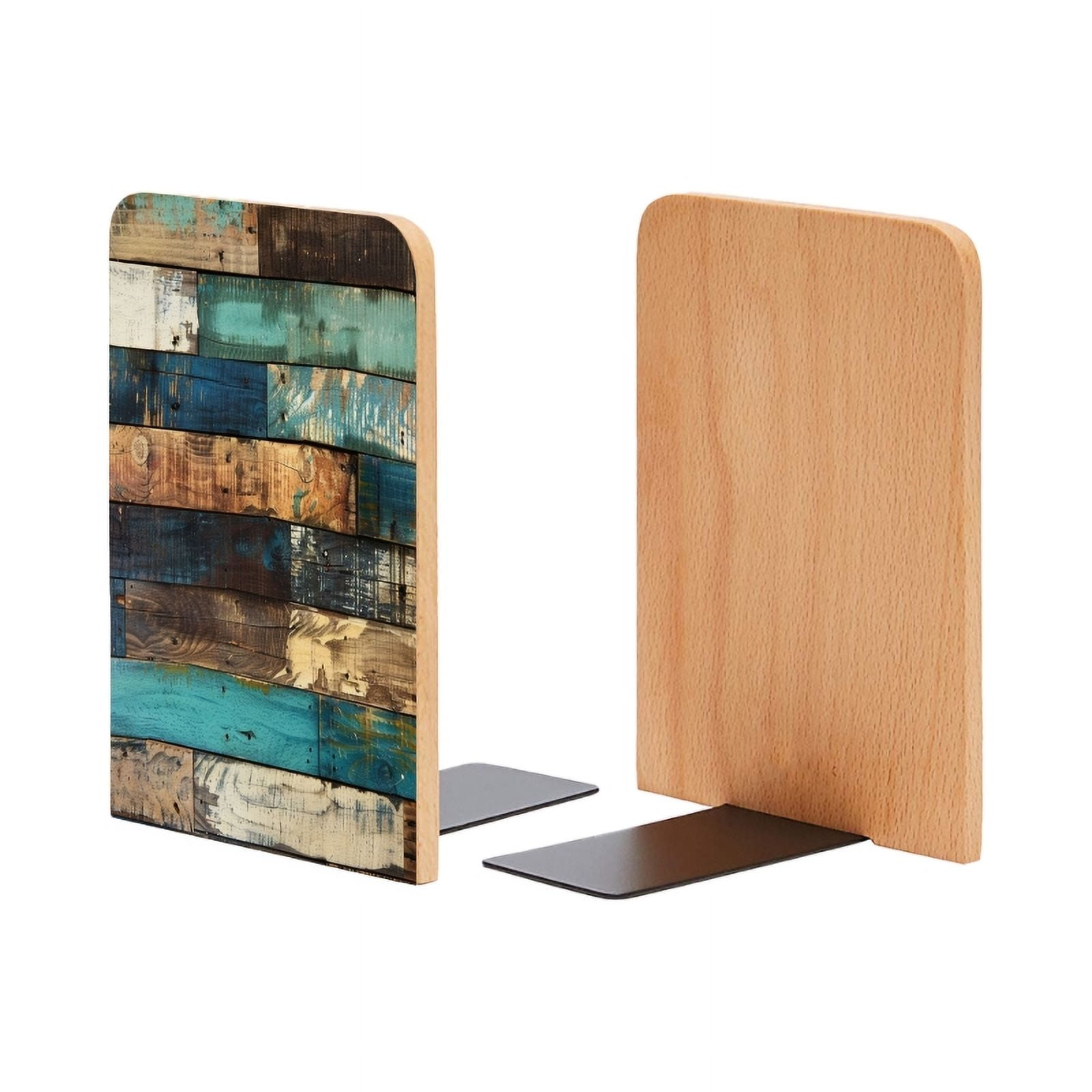 Bookends 1 Pair Non-Skid Bookend Wood Bookends for Shelves Book Stand ...