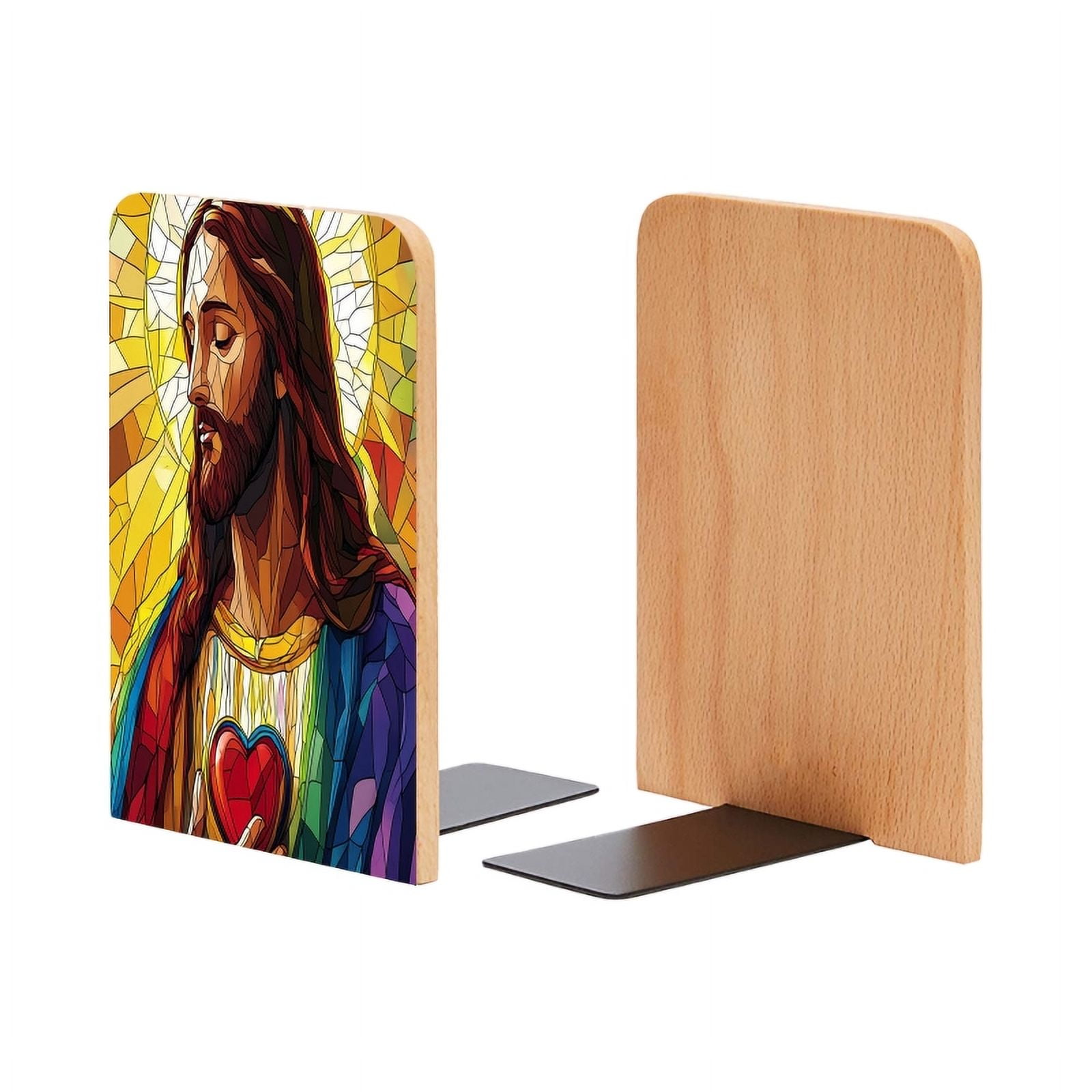 Bookends 1 Pair Non-Skid Bookend Wood Bookends for Shelves Book Stand ...