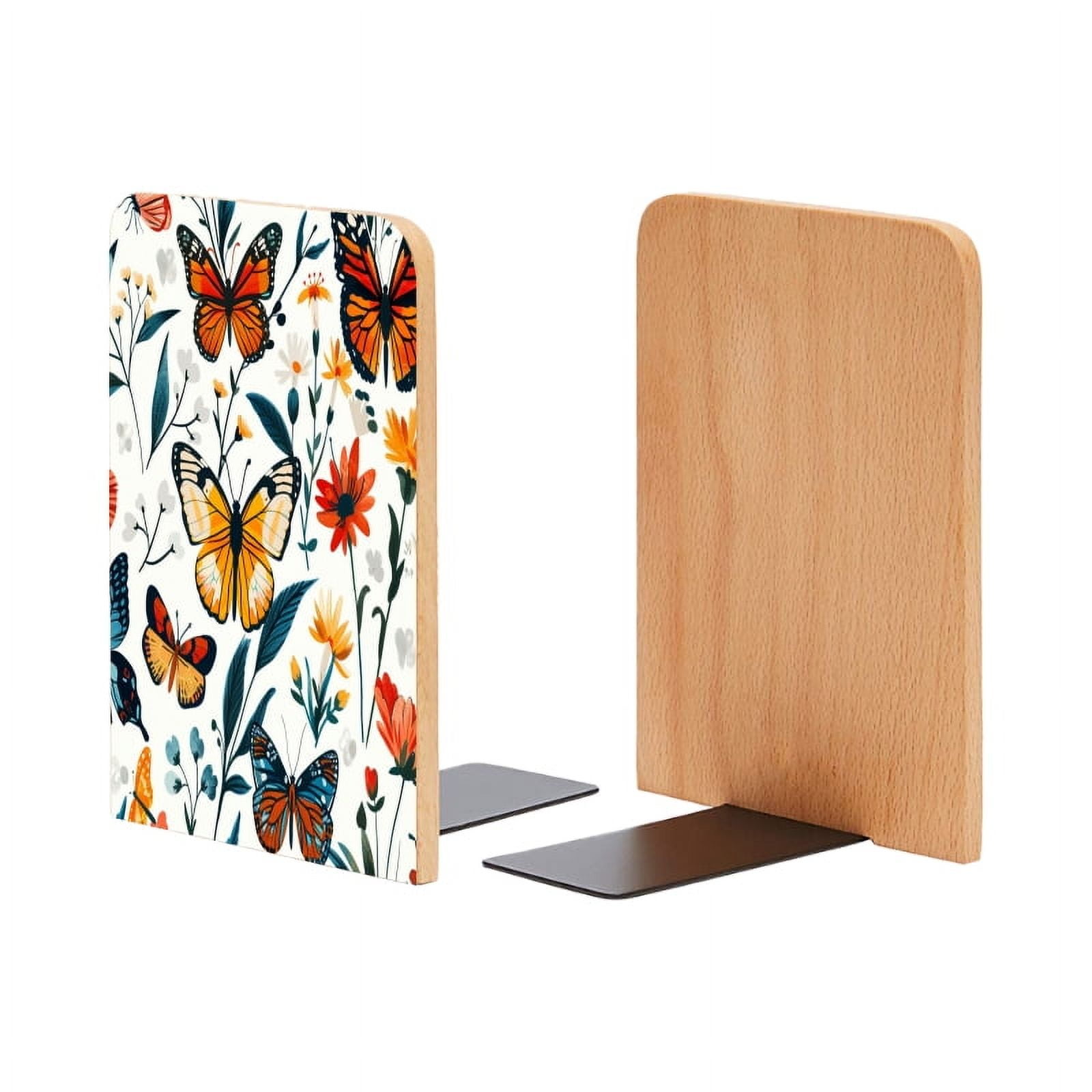 Bookends 1 Pair Non-Skid Bookend Wood Bookends for Shelves Book Stand ...