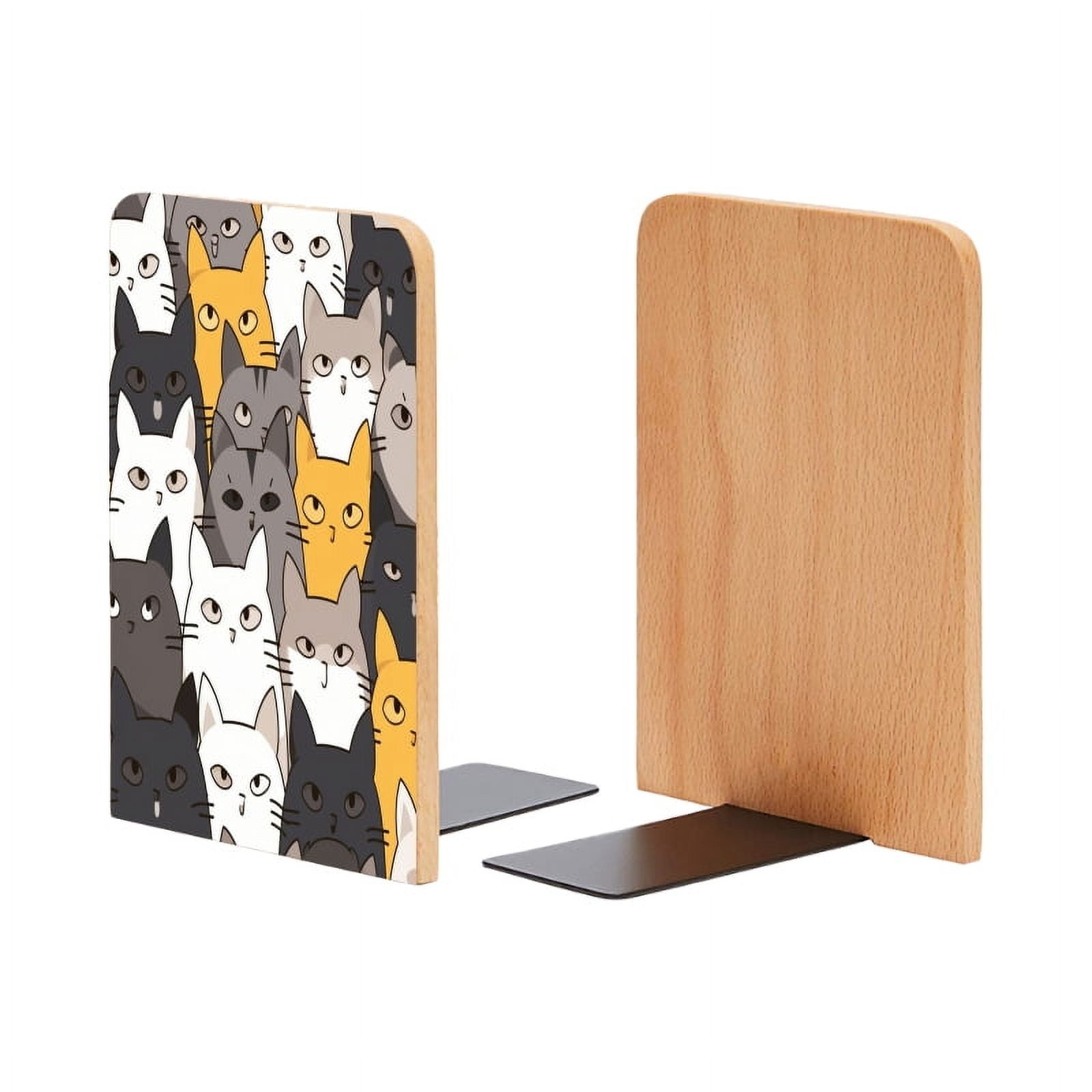 Bookends 1 Pair Non-Skid Bookend Wood Bookends for Shelves Book Stand ...