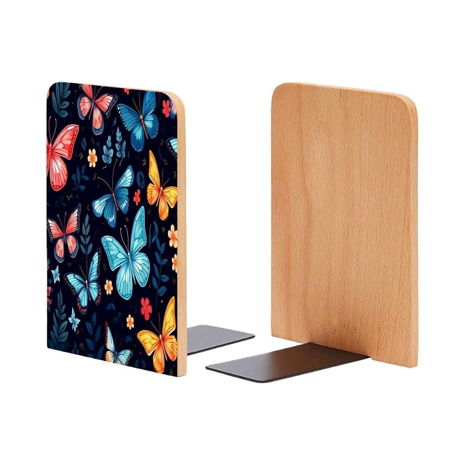 Bookends 1 Pair Non-Skid Bookend Wood Bookends for Shelves Book Stand ...