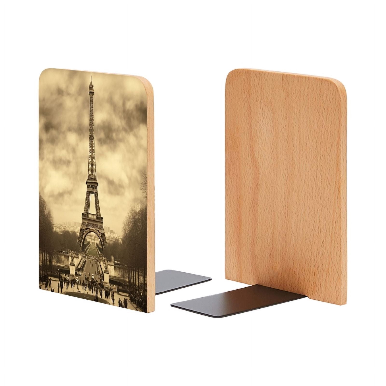 Bookends 1 Pair Non-Skid Bookend Wood Bookends for Shelves Book Stand ...