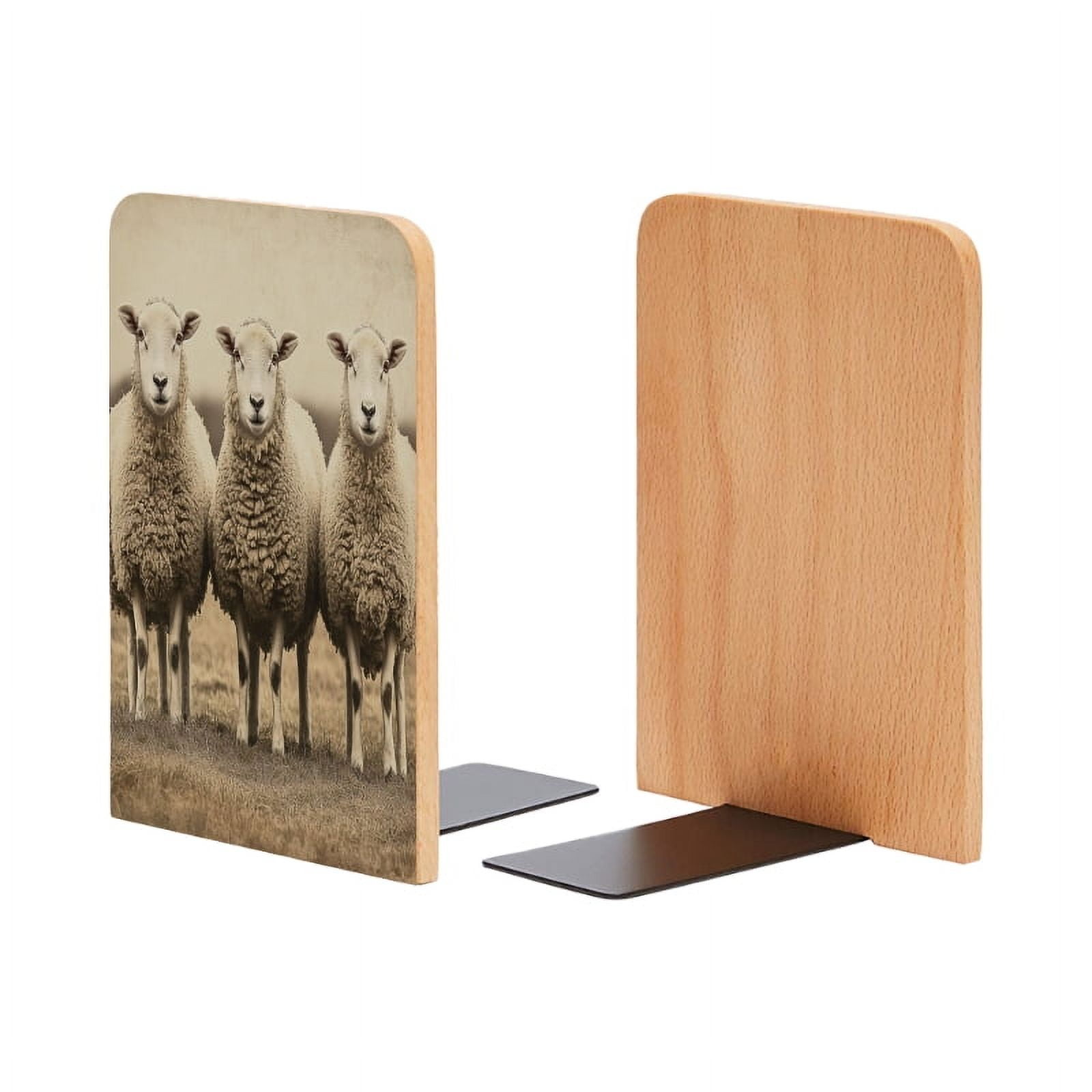 Bookends 1 Pair Non-Skid Bookend Wood Bookends for Shelves Book Stand ...