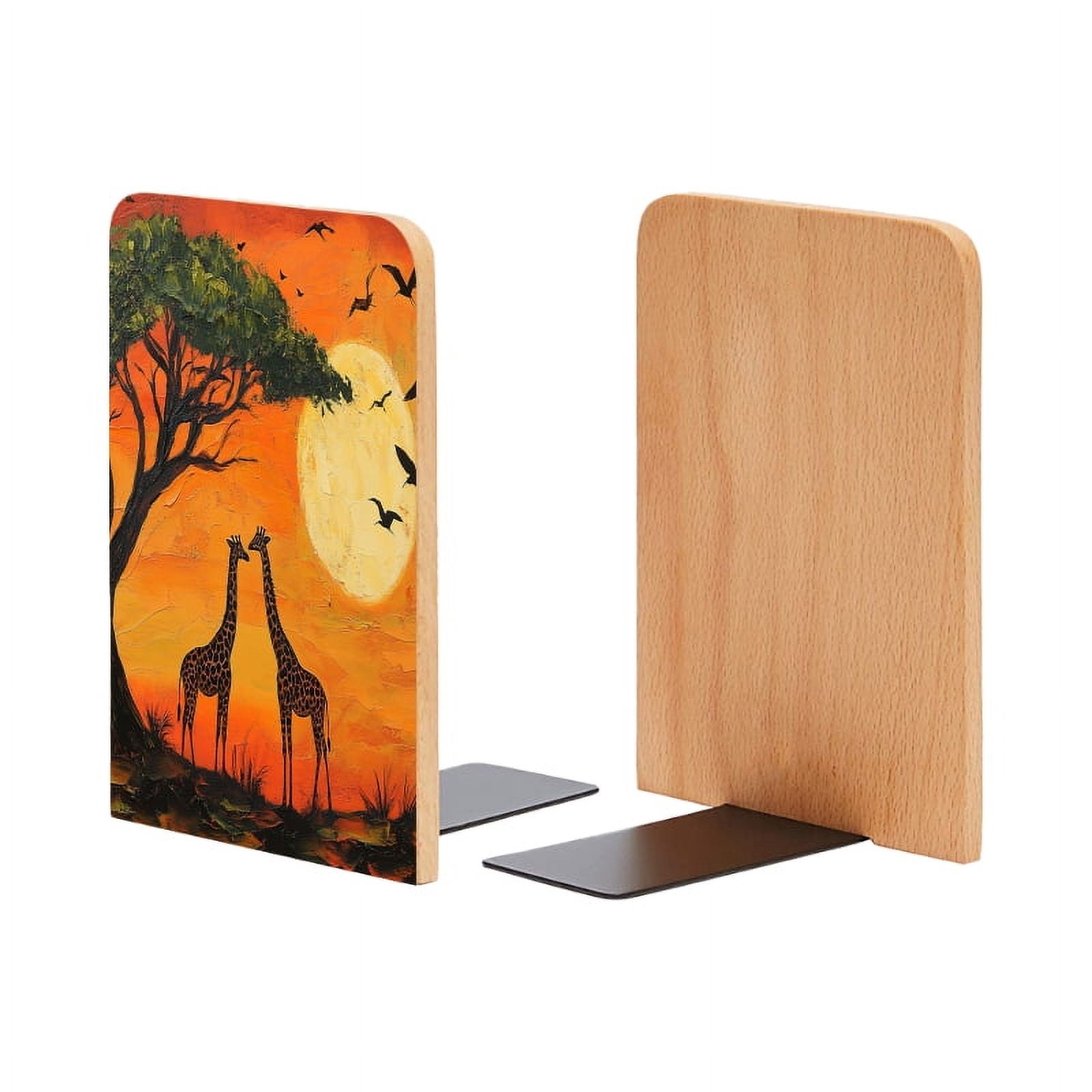 Bookends 1 Pair Non-Skid Bookend Wood Bookends for Shelves Book Stand ...