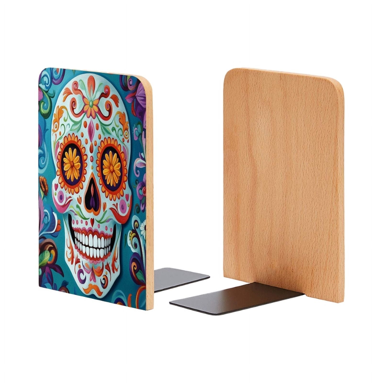 Bookends 1 Pair Non-Skid Bookend Wood Bookends for Shelves Book Stand ...