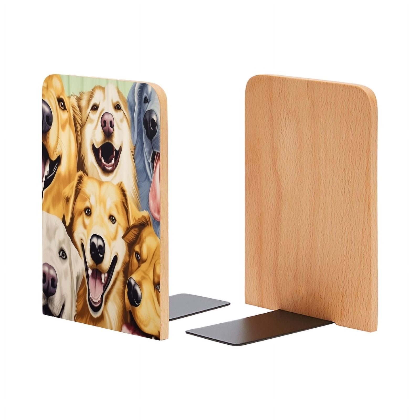 Bookends 1 Pair Non-Skid Bookend Wood Bookends for Shelves Book Stand ...