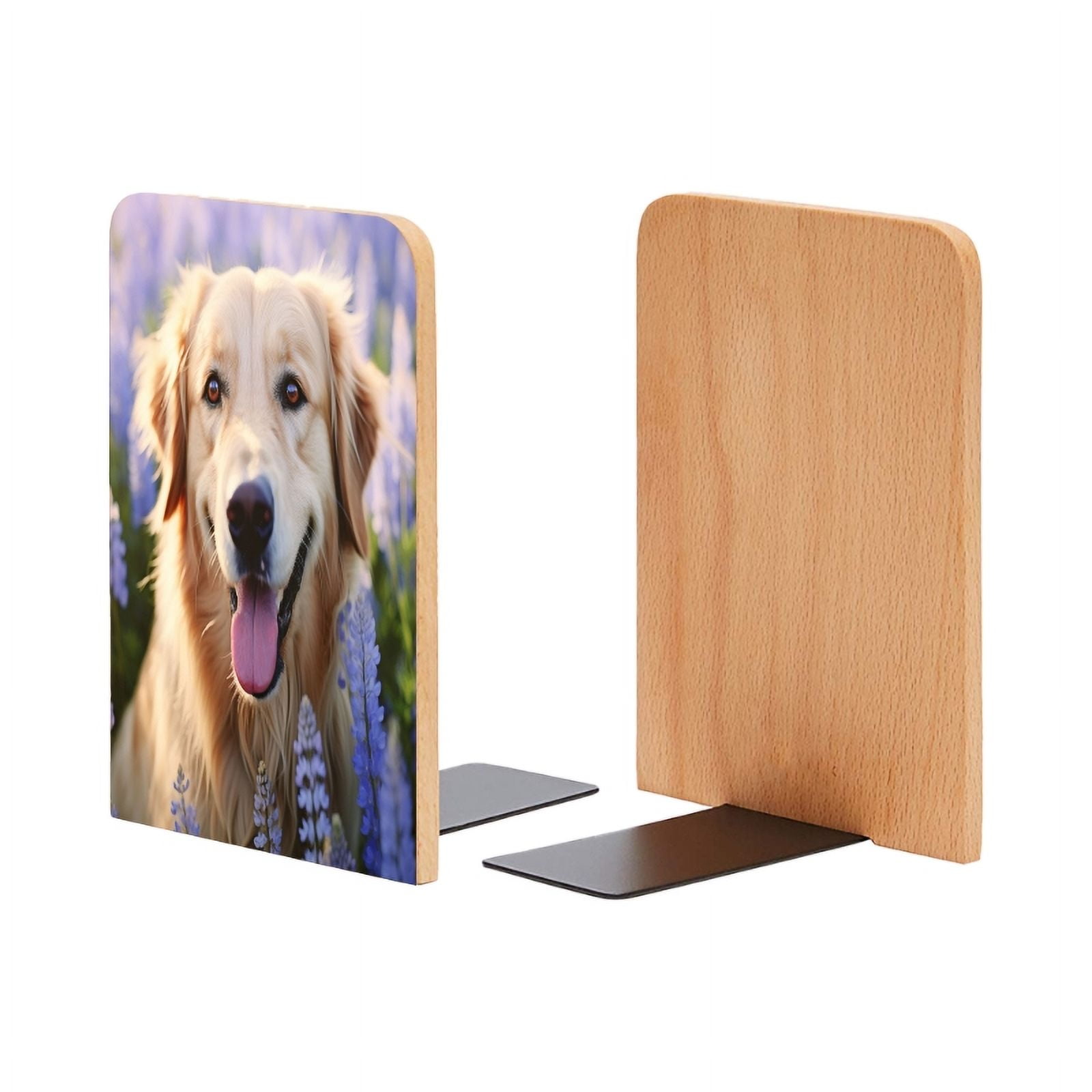 Bookends 1 Pair Non-Skid Bookend Wood Bookends for Shelves Book Stand ...