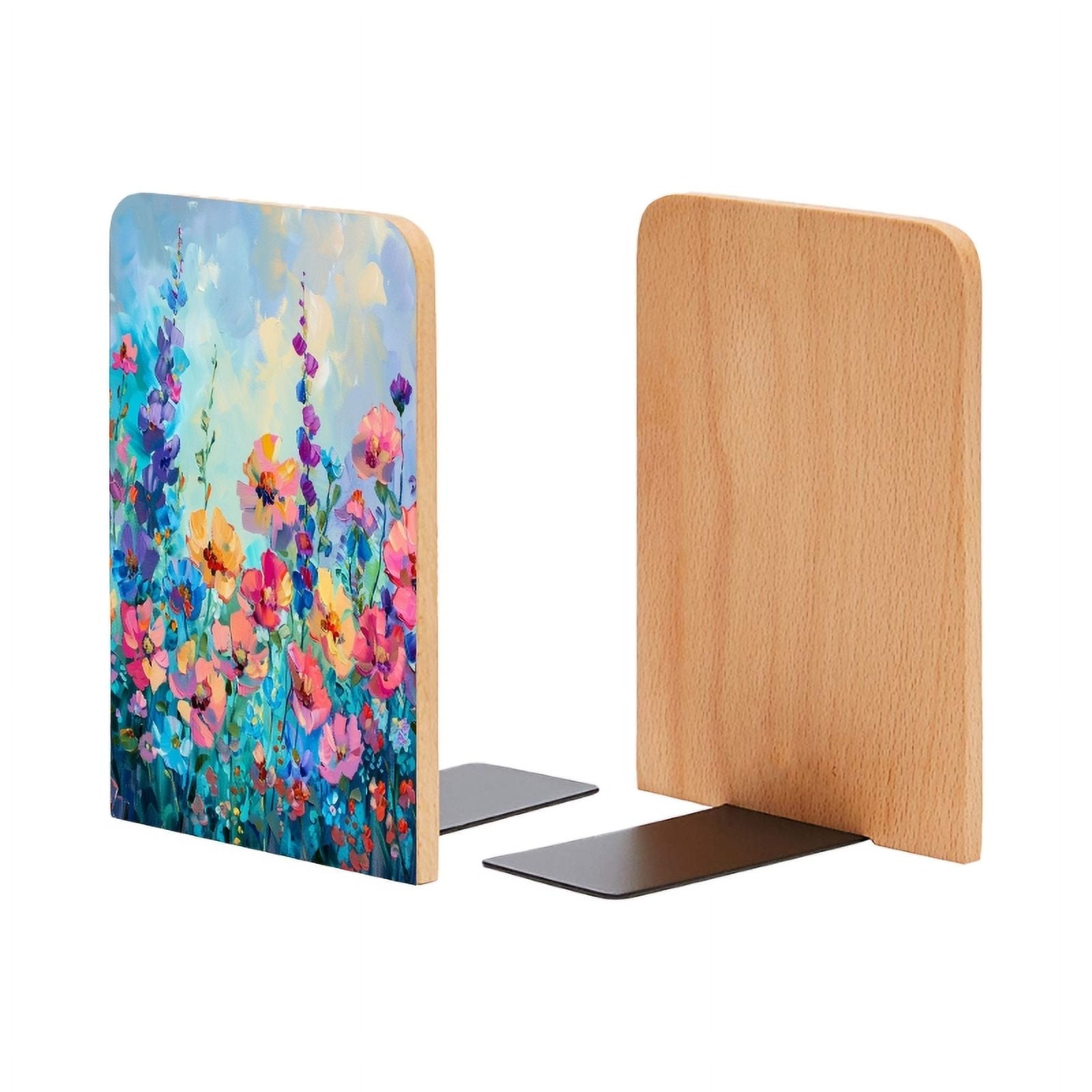 Bookends 1 Pair Non-Skid Bookend Wood Bookends for Shelves Book Stand ...