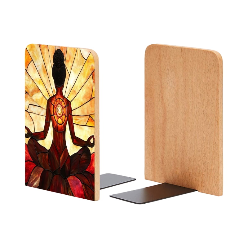 Bookends 1 Pair Non-Skid Bookend Wood Bookends for Shelves Book Stand ...