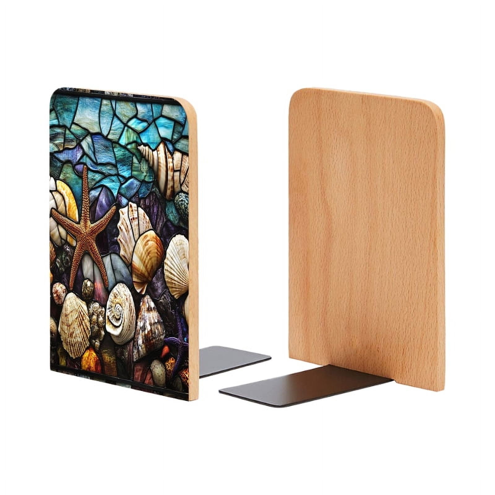 Bookends 1 Pair Non-Skid Bookend Wood Bookends for Shelves Book Stand ...