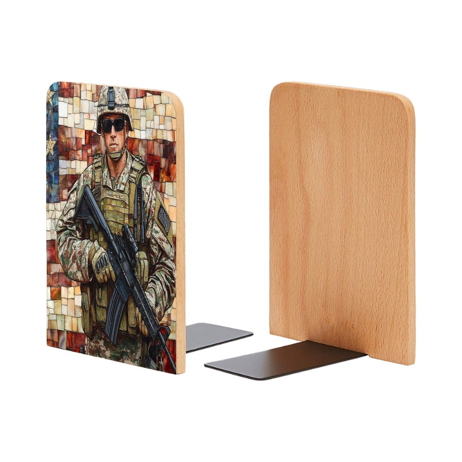 Bookends 1 Pair Non-Skid Bookend Wood Bookends for Shelves Book Stand ...