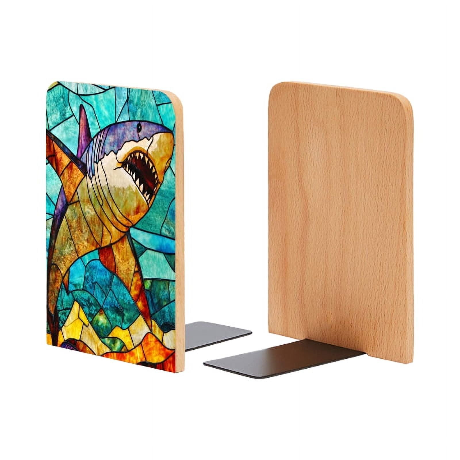 Bookends 1 Pair Non-Skid Bookend Wood Bookends for Shelves Book Stand ...