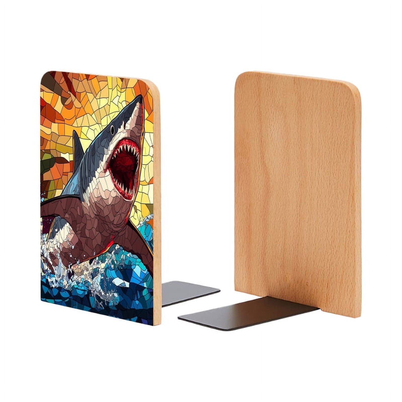 Bookends 1 Pair Non-Skid Bookend Wood Bookends for Shelves Book Stand ...