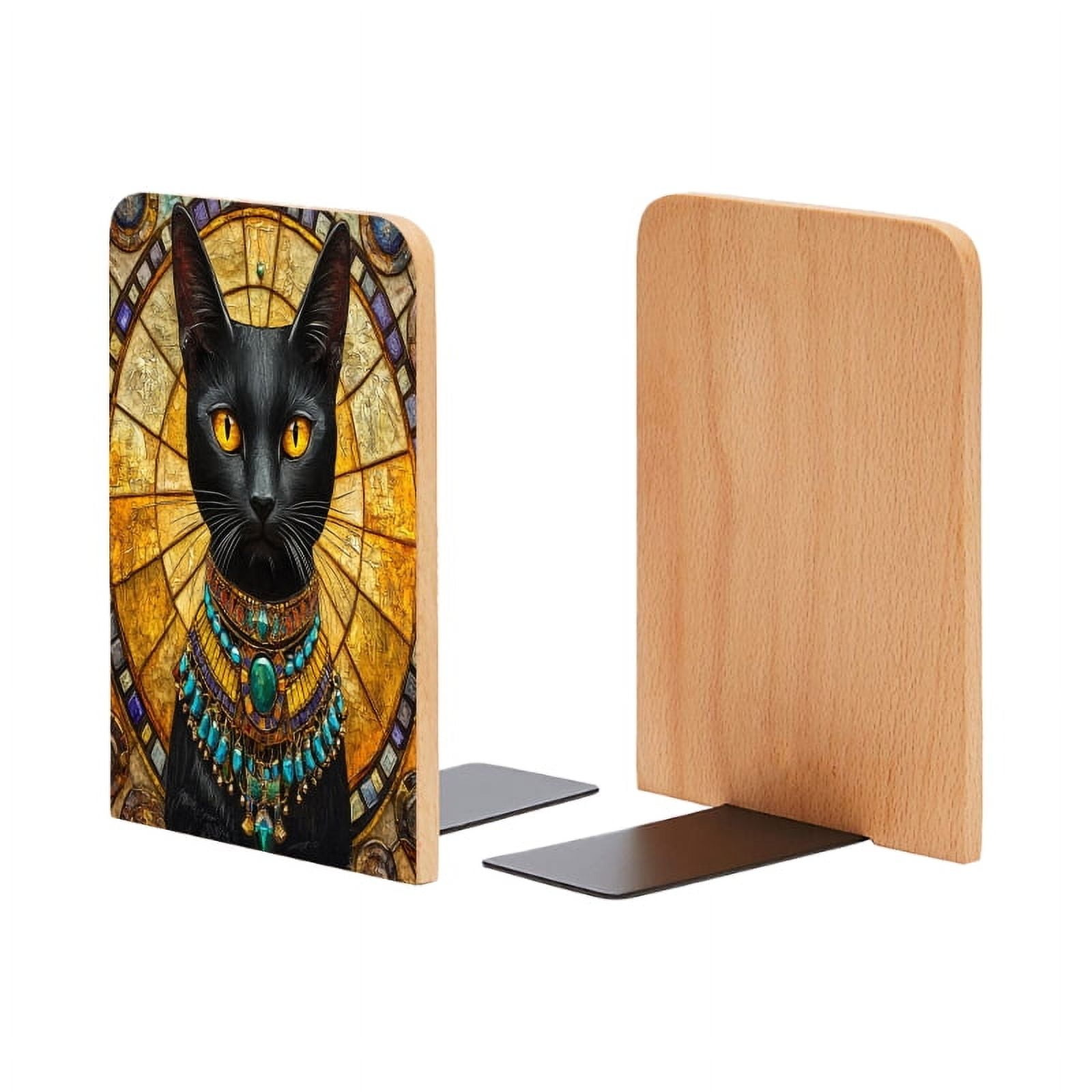 Bookends 1 Pair Non-Skid Bookend Wood Bookends for Shelves Book Stand ...