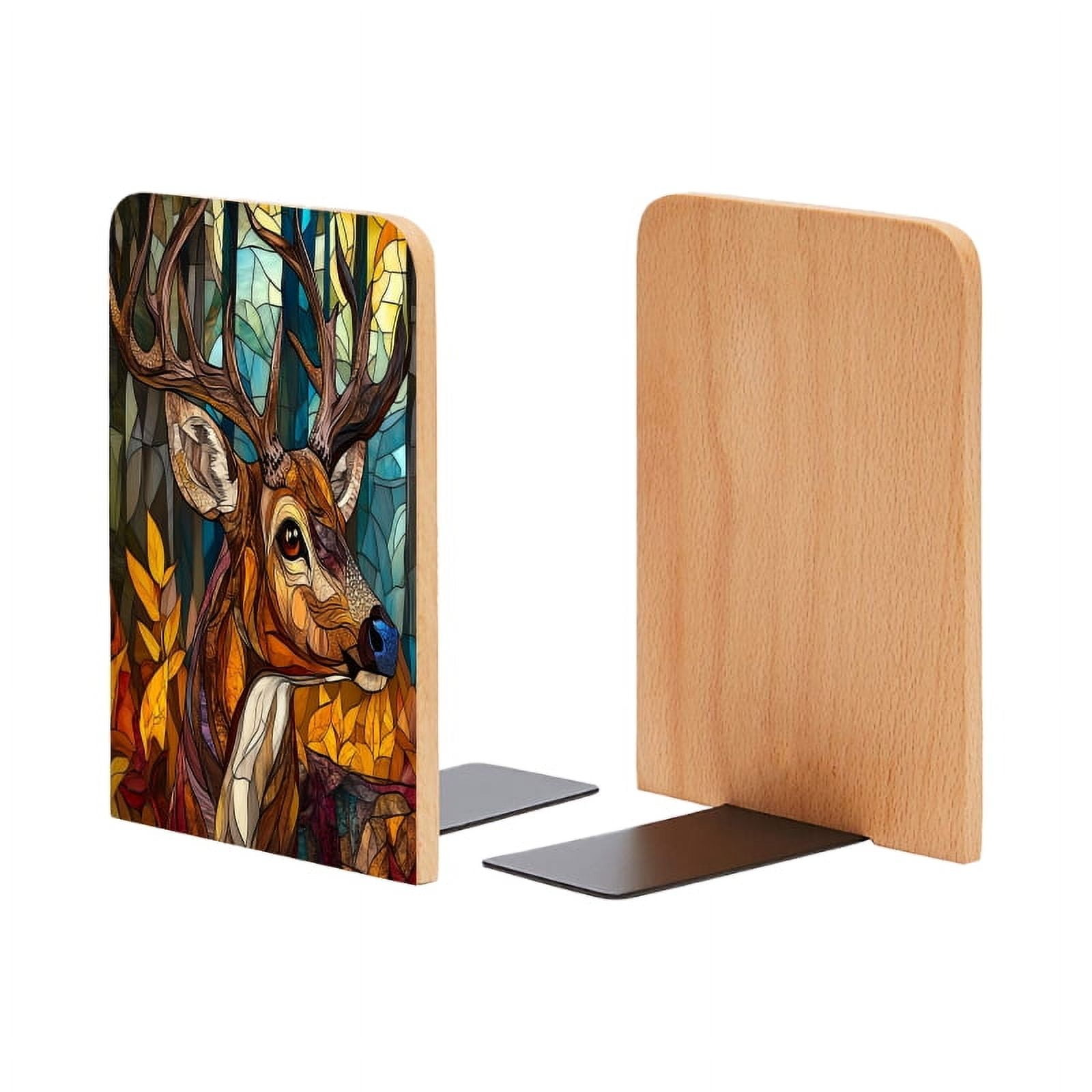 Bookends 1 Pair Non-Skid Bookend Wood Bookends for Shelves Book Stand ...