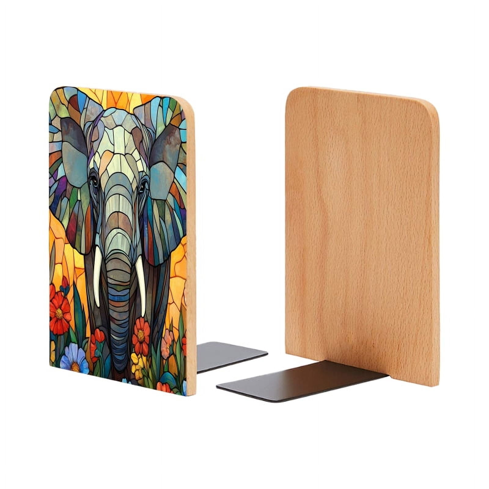 Bookends 1 Pair Non-Skid Bookend Wood Bookends for Shelves Book Stand ...