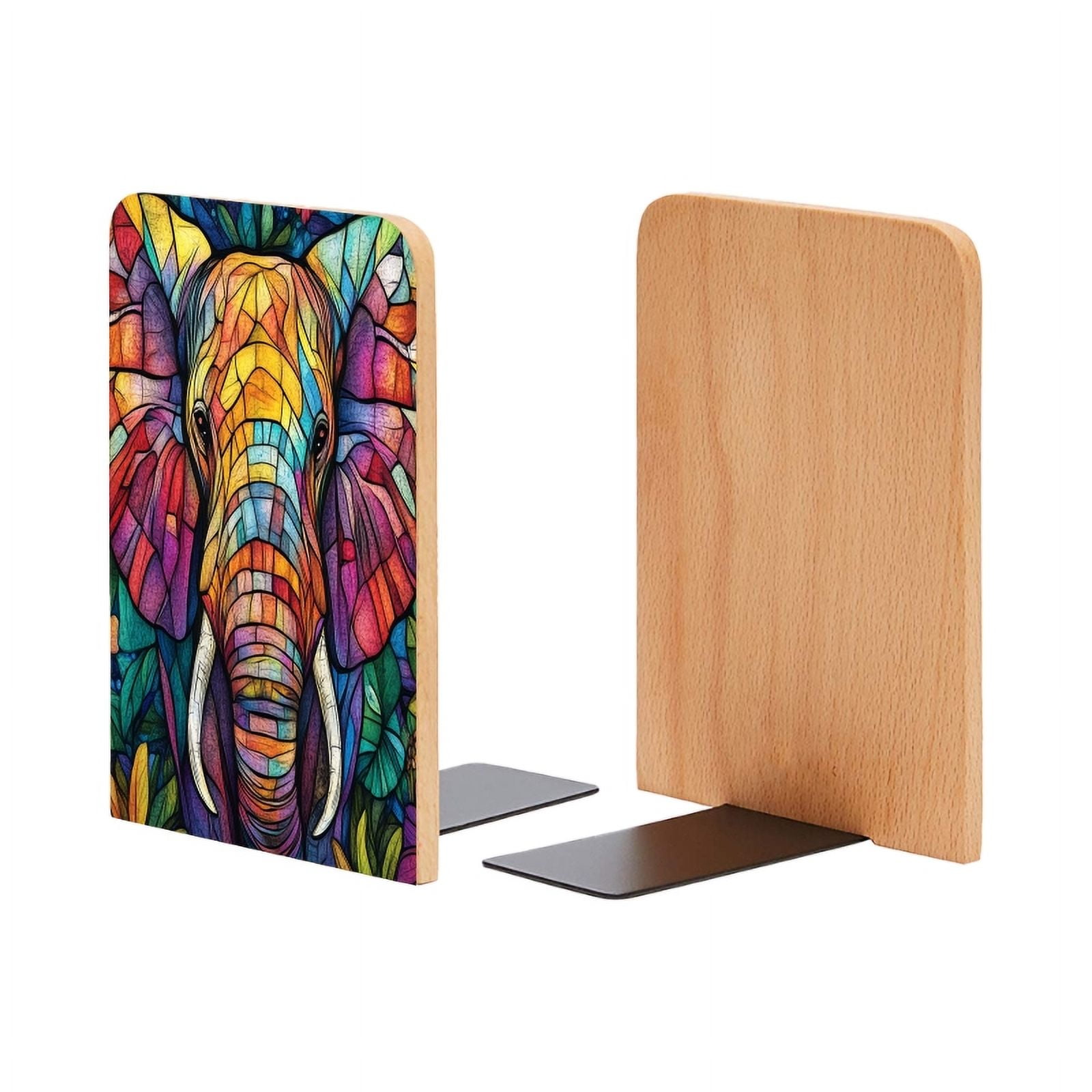 Bookends 1 Pair Non-Skid Bookend Wood Bookends for Shelves Book Stand ...