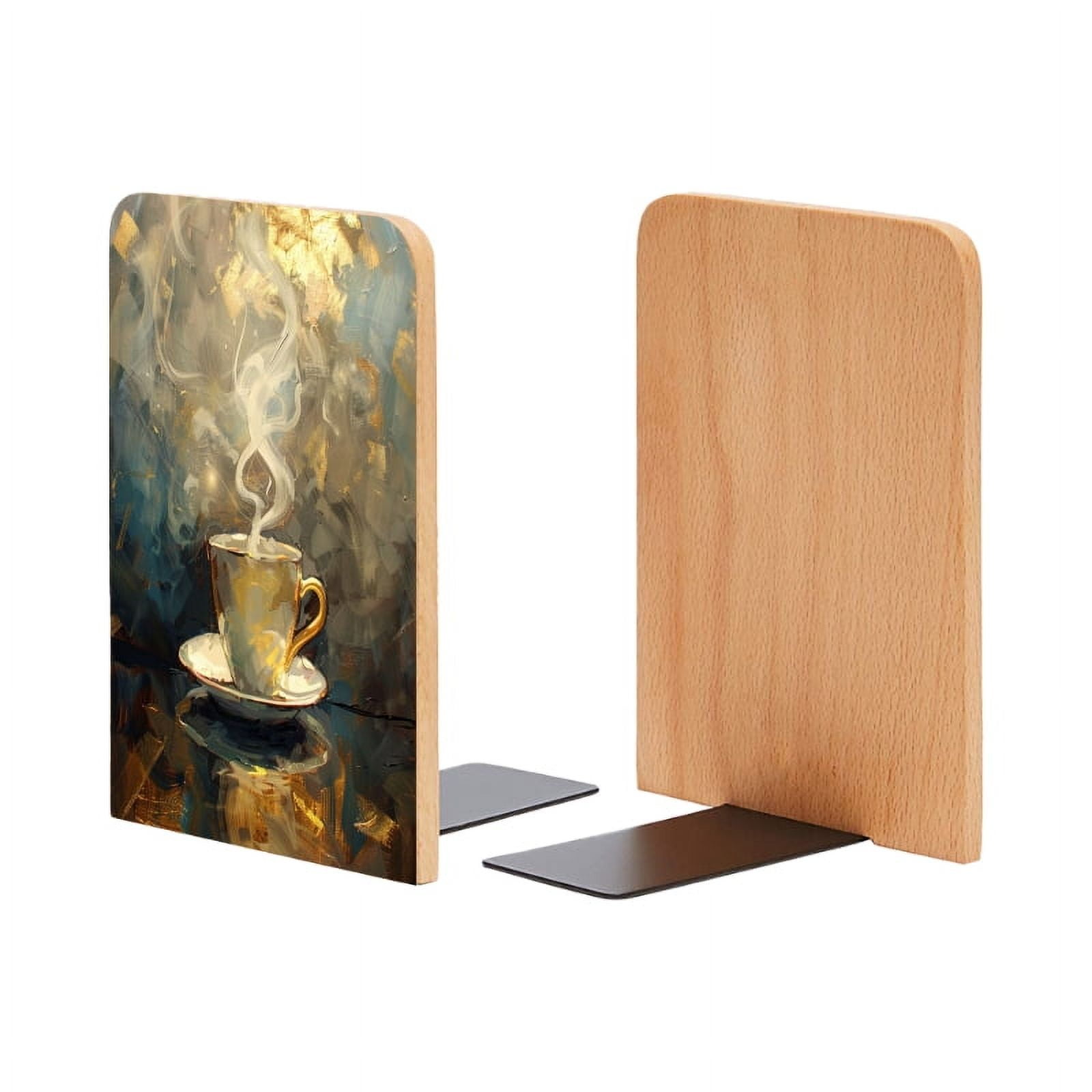 Bookends 1 Pair Non-Skid Bookend Wood Bookends for Shelves Book Stand ...