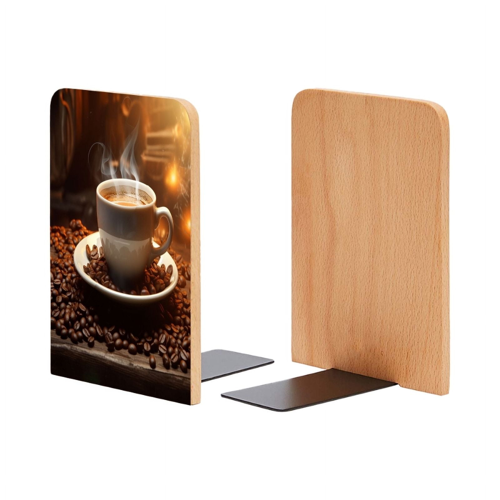 Bookends 1 Pair Non-Skid Bookend Wood Bookends for Shelves Book Stand ...