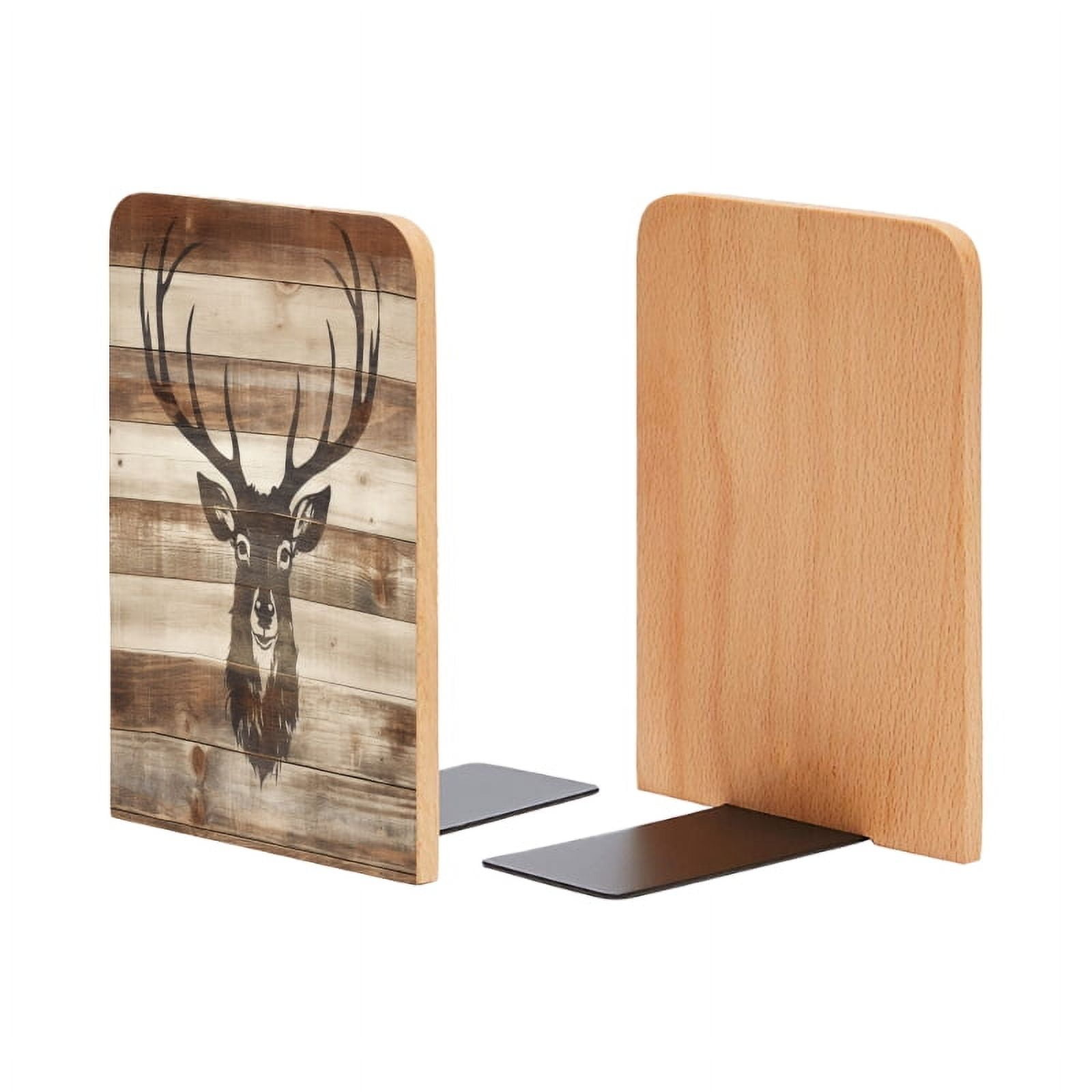 Bookends 1 Pair Non-Skid Bookend Wood Bookends for Shelves Book Stand ...