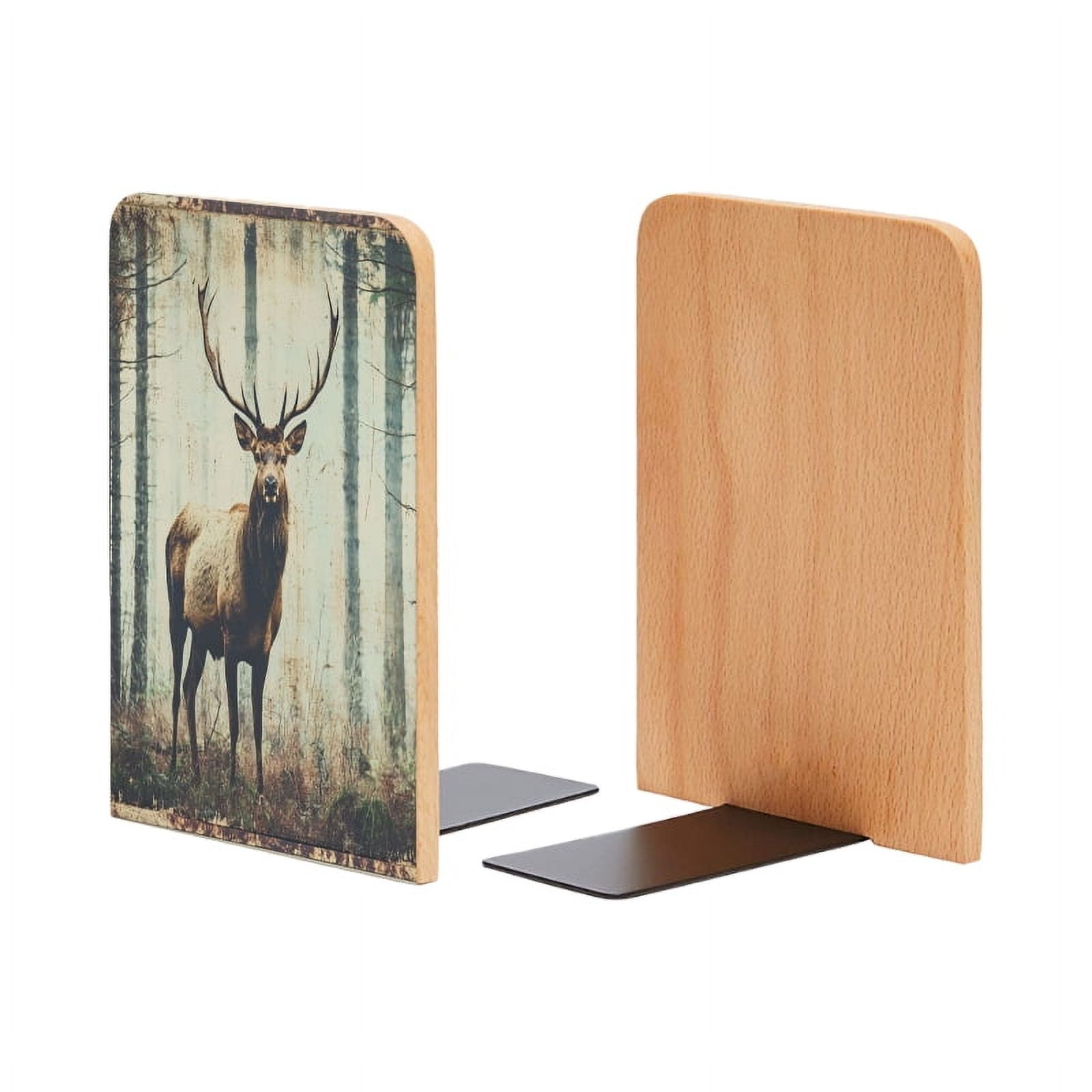 Bookends 1 Pair Non-Skid Bookend Wood Bookends for Shelves Book Stand ...