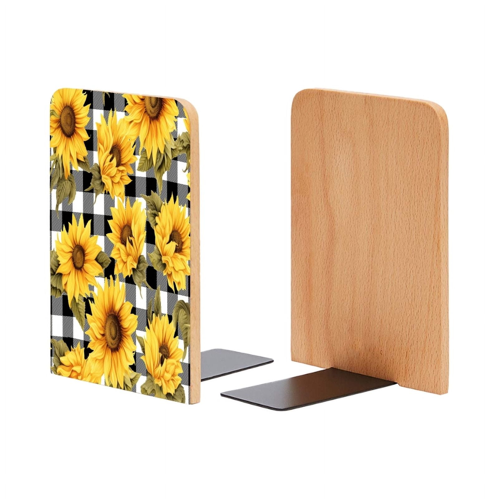 Bookends 1 Pair Non-Skid Bookend Wood Bookends for Shelves Book Stand ...