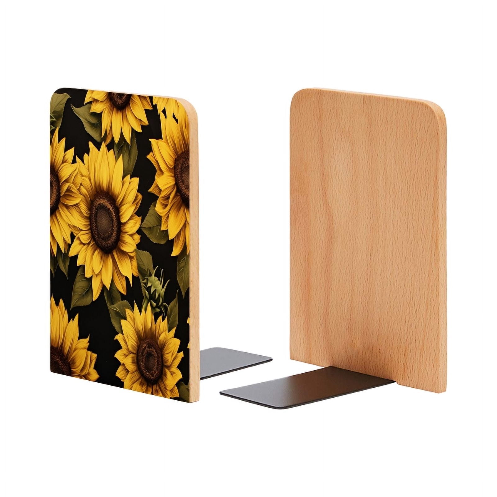 Bookends 1 Pair Non-Skid Bookend Wood Bookends for Shelves Book Stand ...