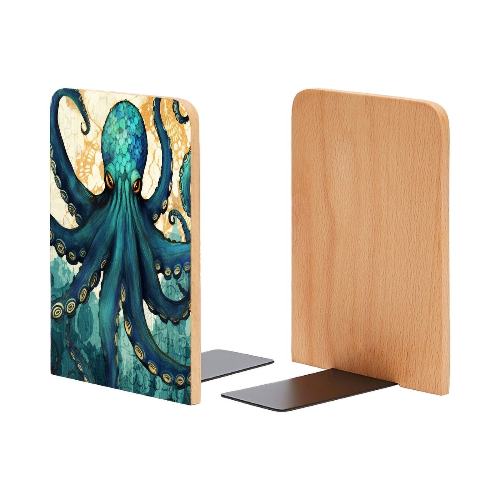 Bookends 1 Pair Non-Skid Bookend Wood Bookends for Shelves Book Stand ...