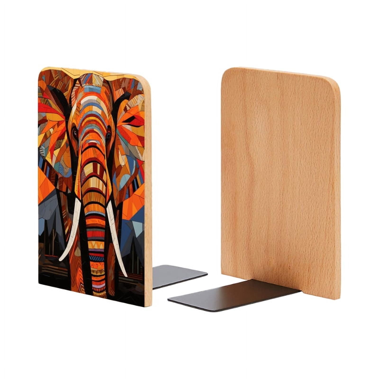 Bookends 1 Pair Non-Skid Bookend Wood Bookends for Shelves Book Stand ...