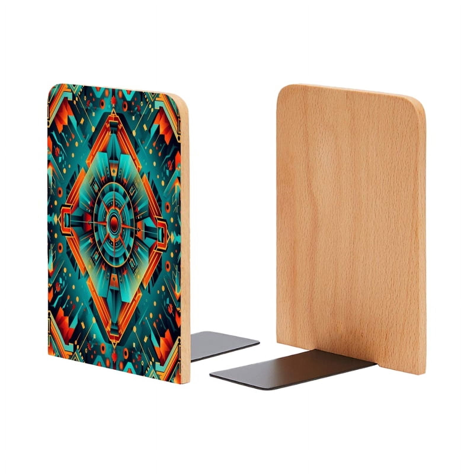 Bookends 1 Pair Non-Skid Bookend Wood Bookends for Shelves Book Stand ...