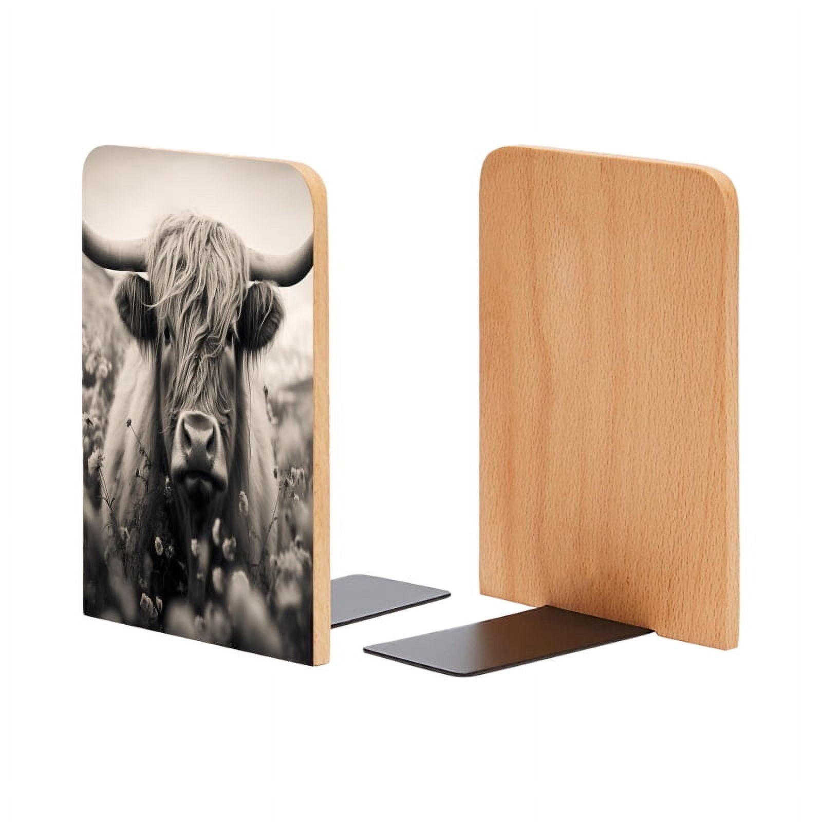 Bookends 1 Pair Non-Skid Bookend Wood Bookends for Shelves Book Stand ...