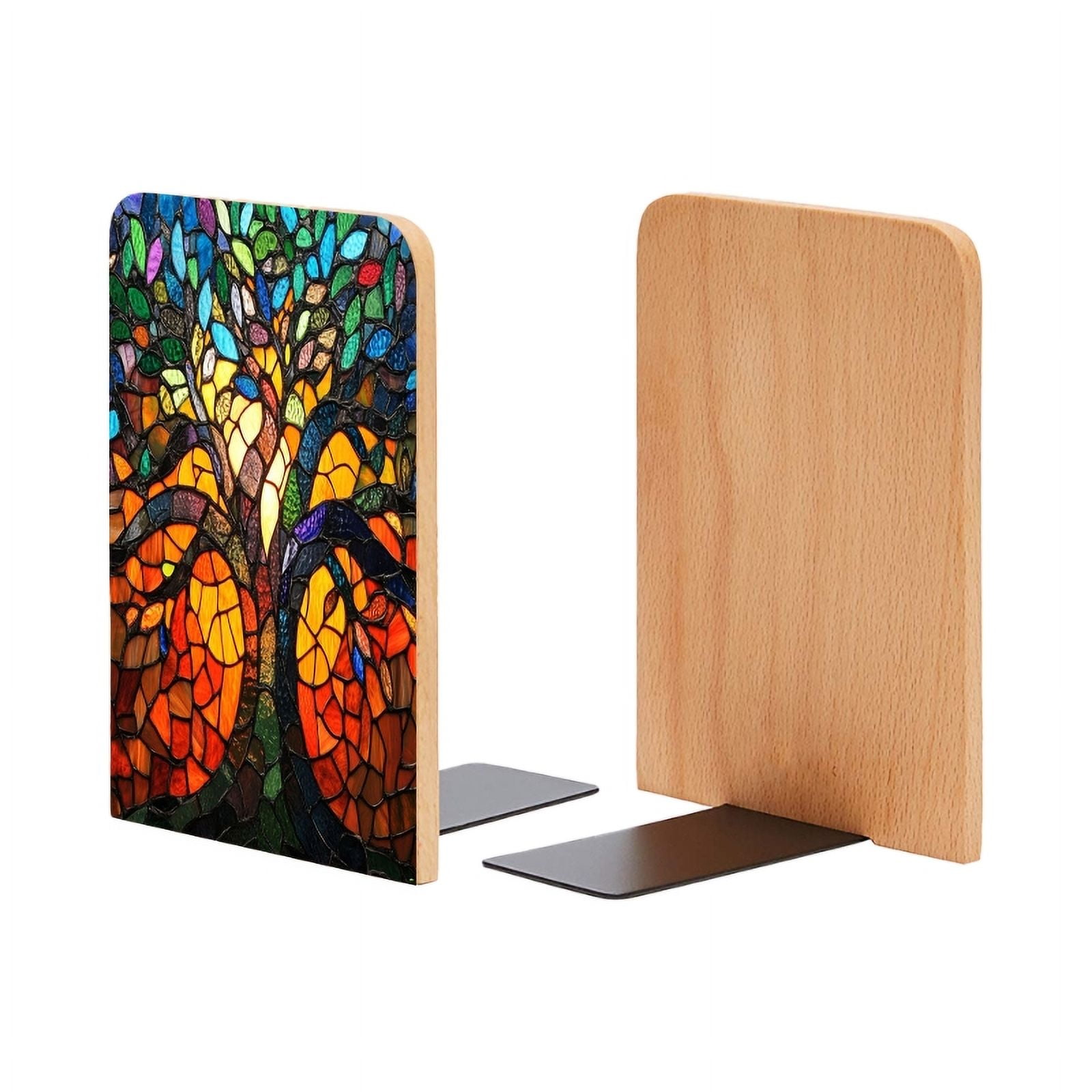 Bookends 1 Pair Non-Skid Bookend Wood Bookends for Shelves Book Stand ...