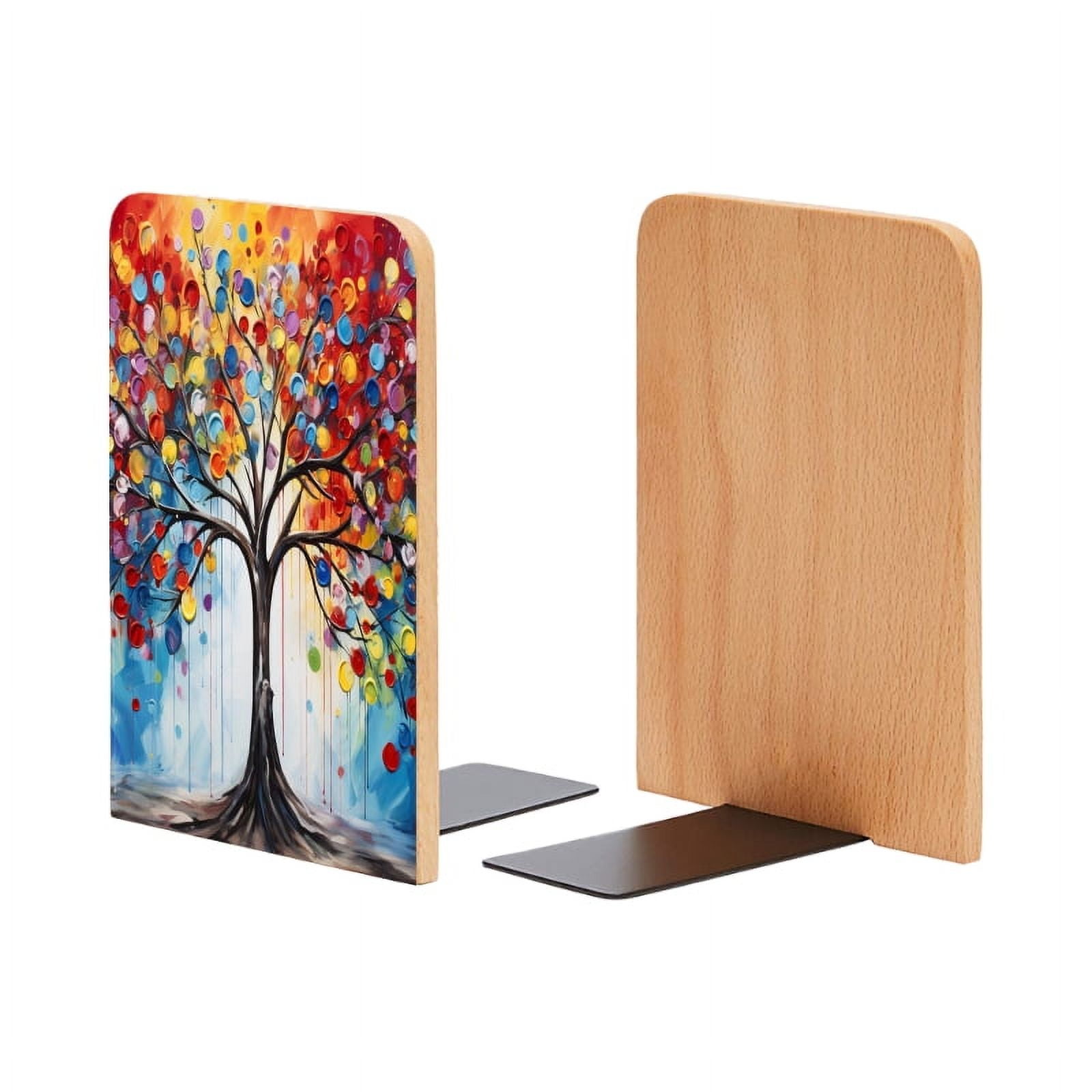 Bookends 1 Pair Non-Skid Bookend Wood Bookends for Shelves Book Stand ...