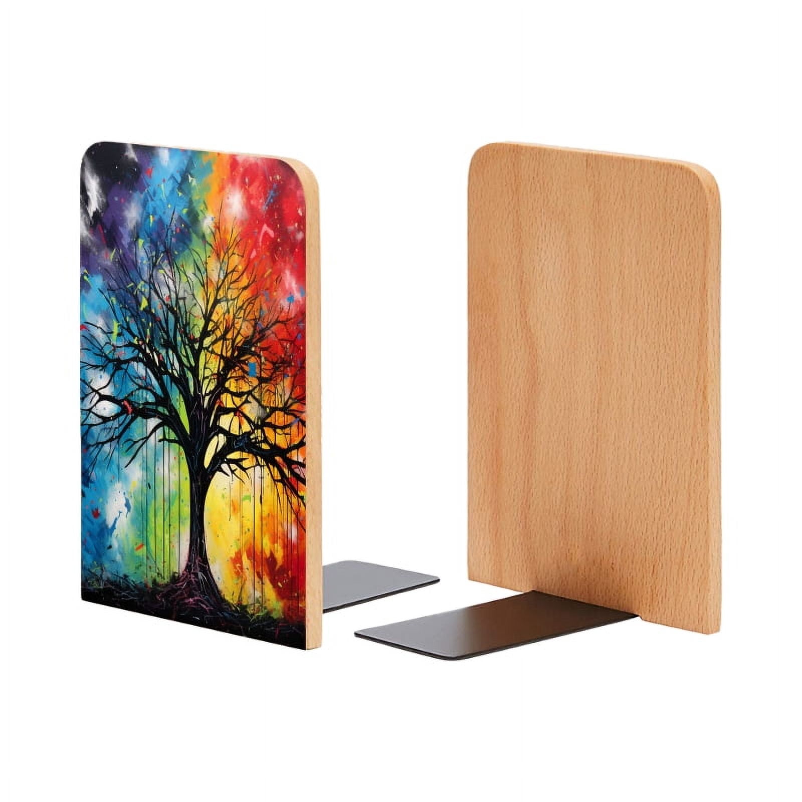 Bookends 1 Pair Non-Skid Bookend Wood Bookends for Shelves Book Stand ...