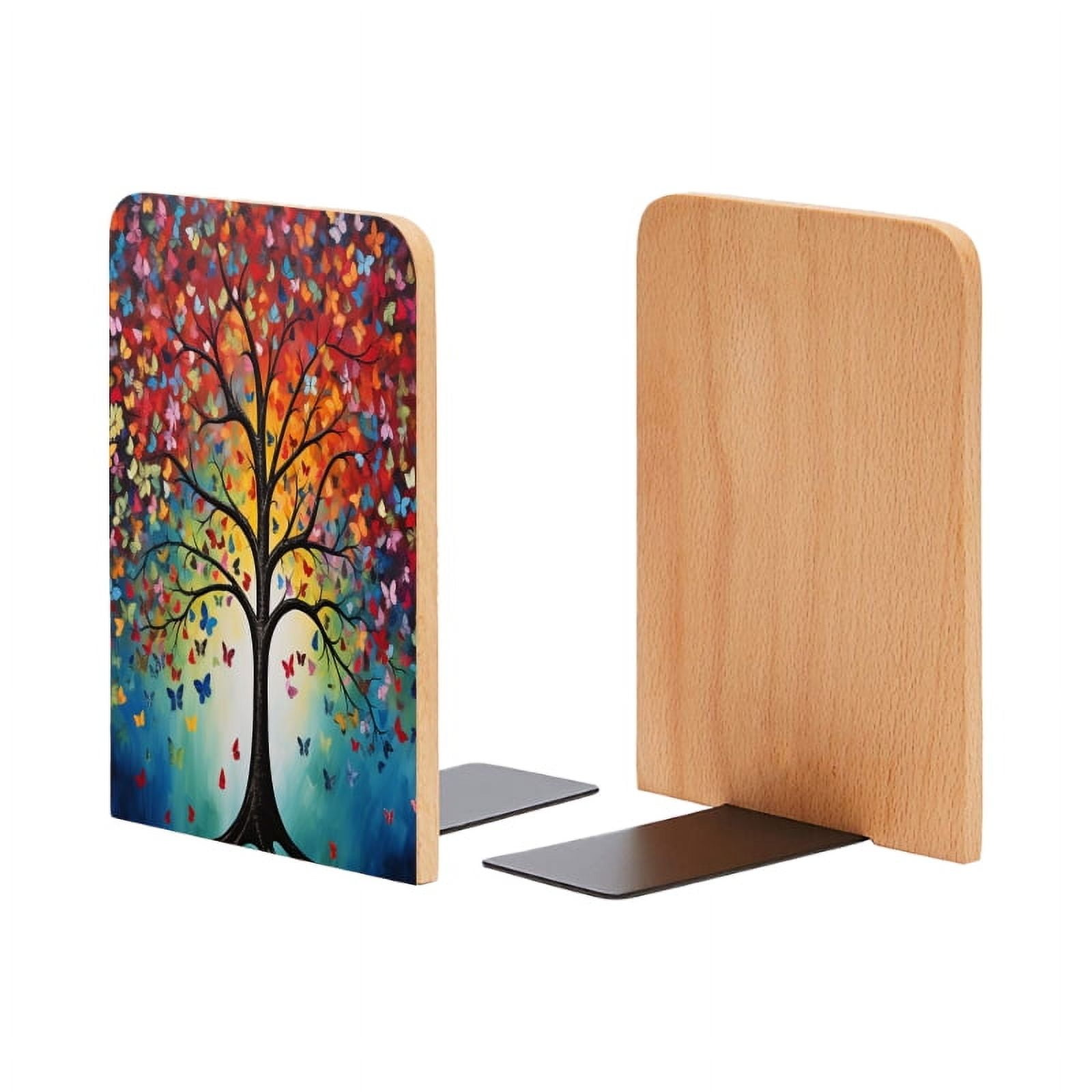 Bookends 1 Pair Non-Skid Bookend Wood Bookends for Shelves Book Stand ...